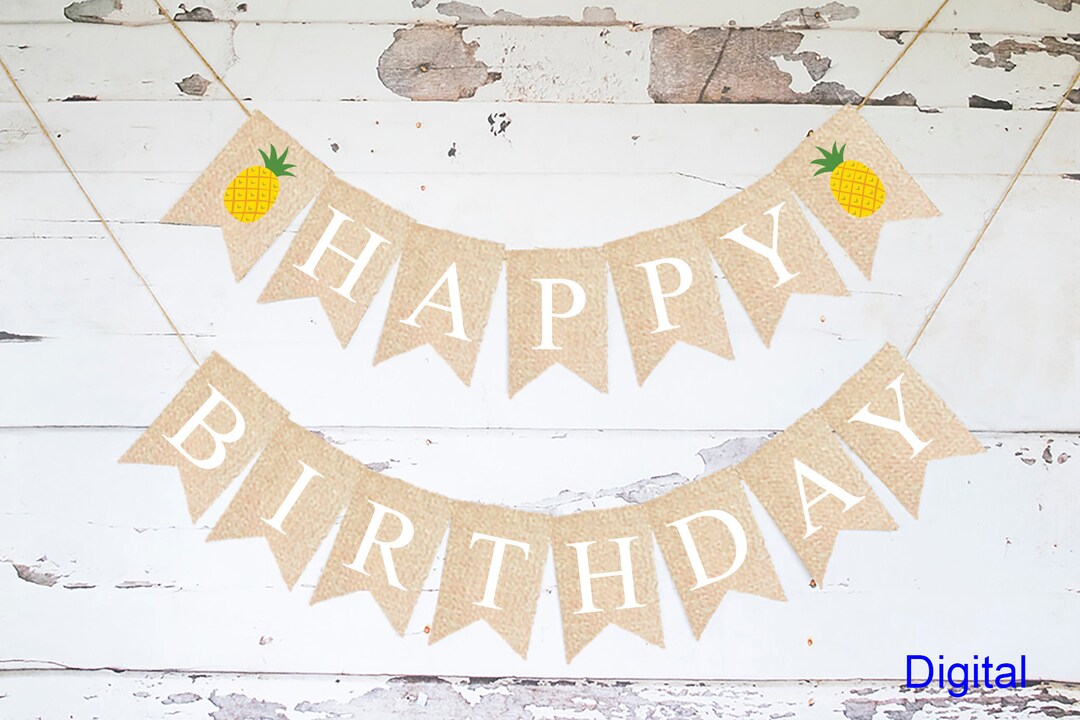 Pineapple Happy Birthday Banner, Summer Party Decor, Pineapple Birthday ...