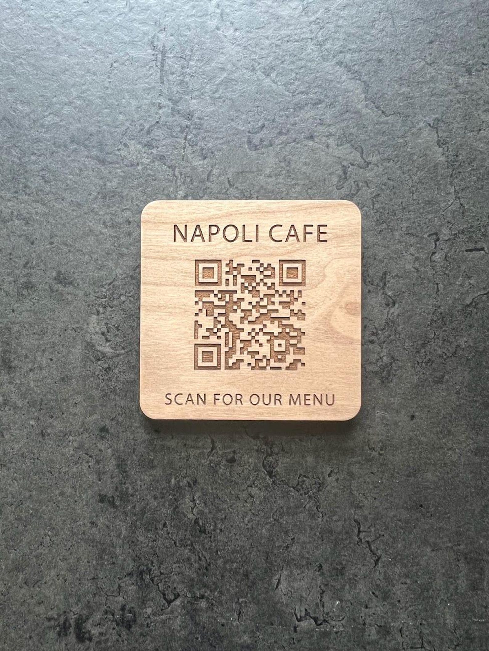 Custom Menu QR Code Sign | Wooden Business QR Display | Restaurant ...