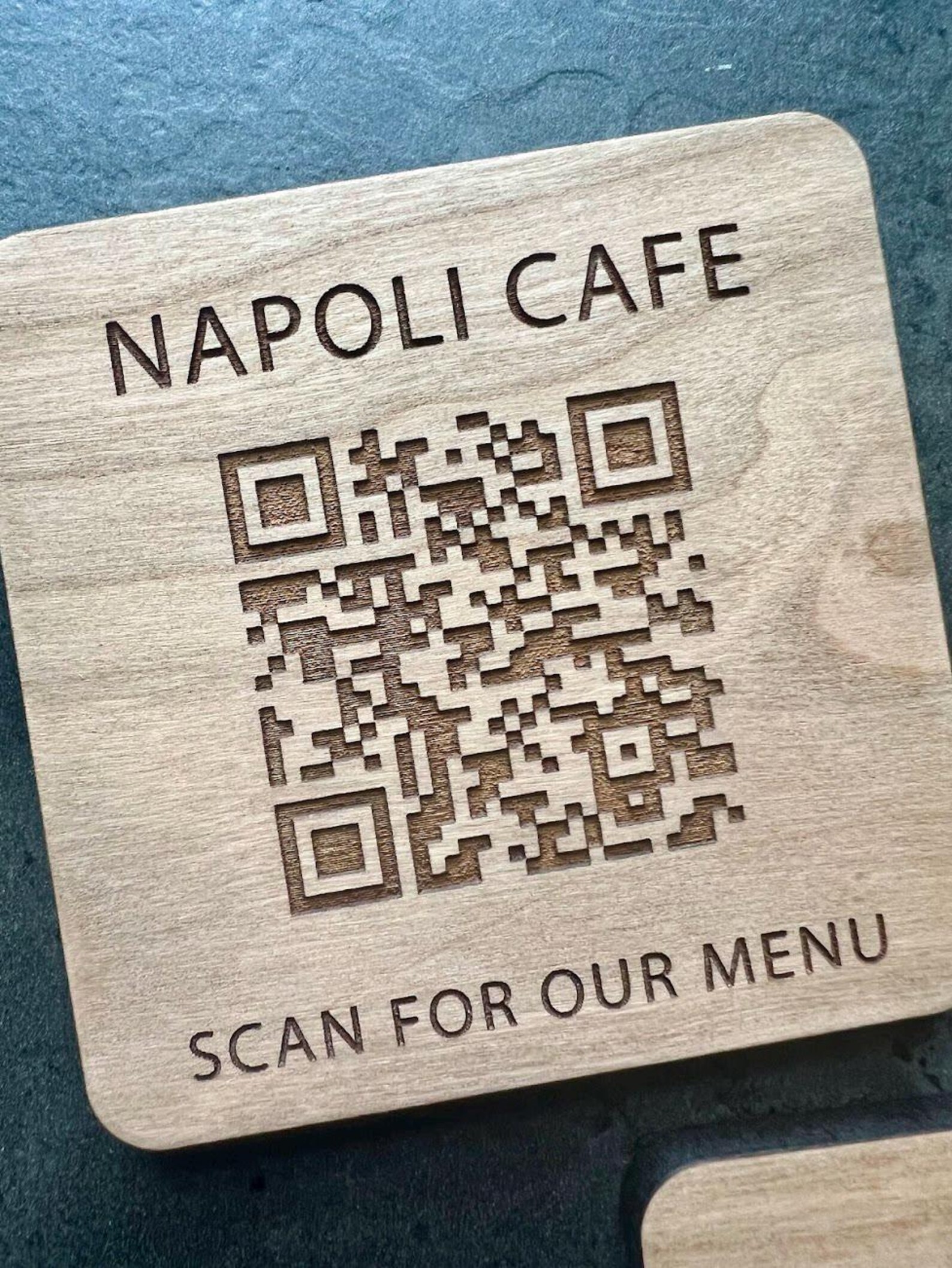 Custom Menu QR Code Sign | Wooden Business QR Display | Restaurant ...