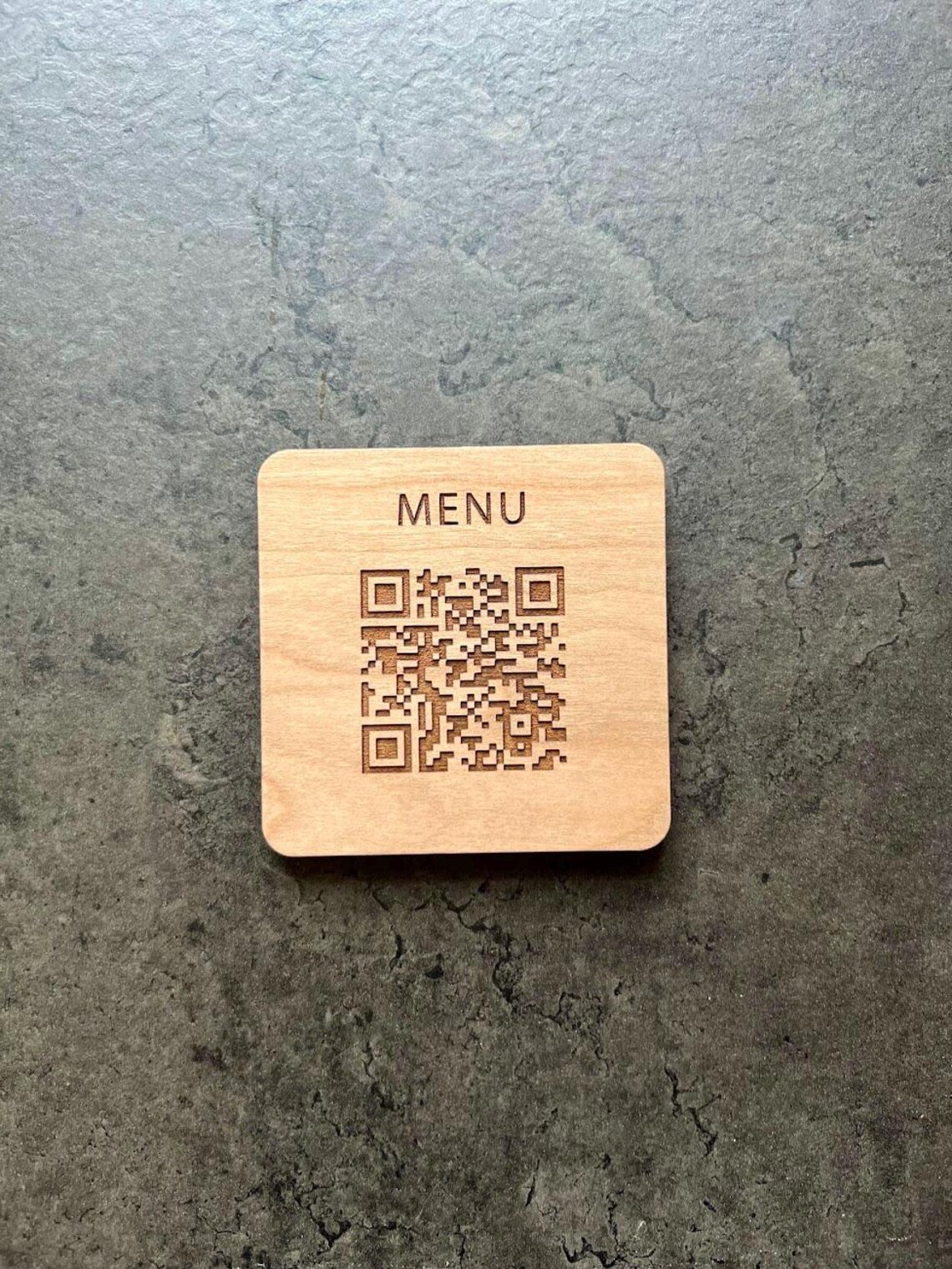 Custom Menu QR Code Sign | Wooden Business QR Display | Restaurant ...