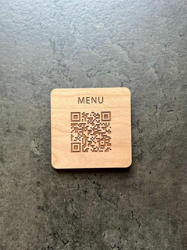 Custom Menu QR Code Sign | Wooden Business QR Display | Restaurant ...