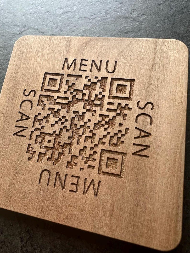 Custom Menu QR Code Sign | Wooden Business QR Display | Restaurant ...