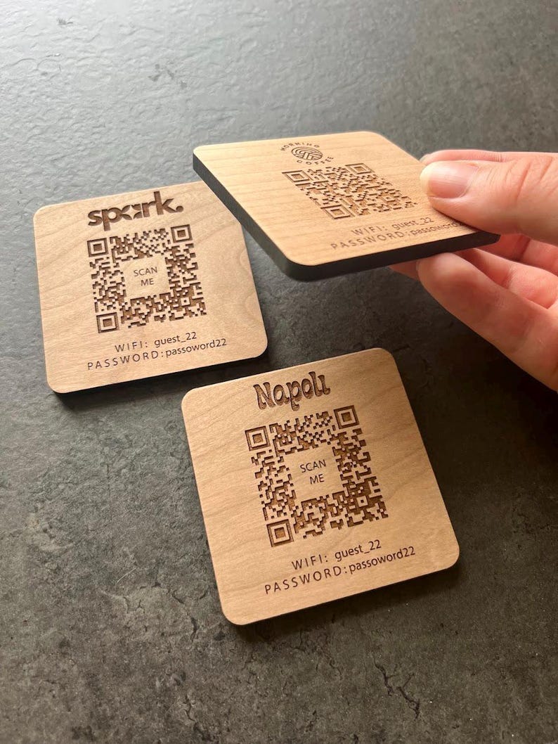 Custom Logo Wifi Password Sign | Business QR Code Sign | Branded Wifi ...