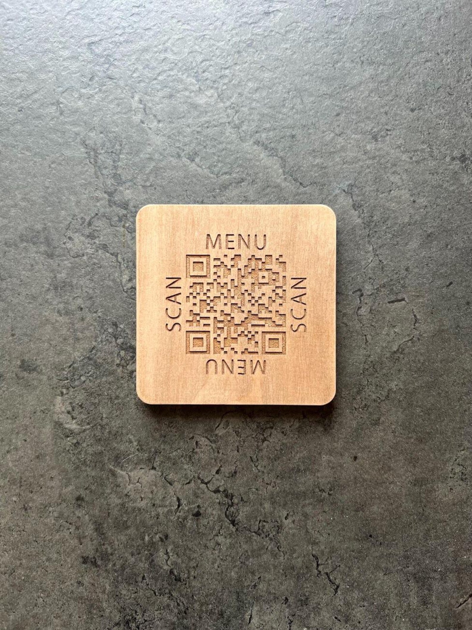 Custom Menu QR Code Sign | Wooden Business QR Display | Restaurant ...