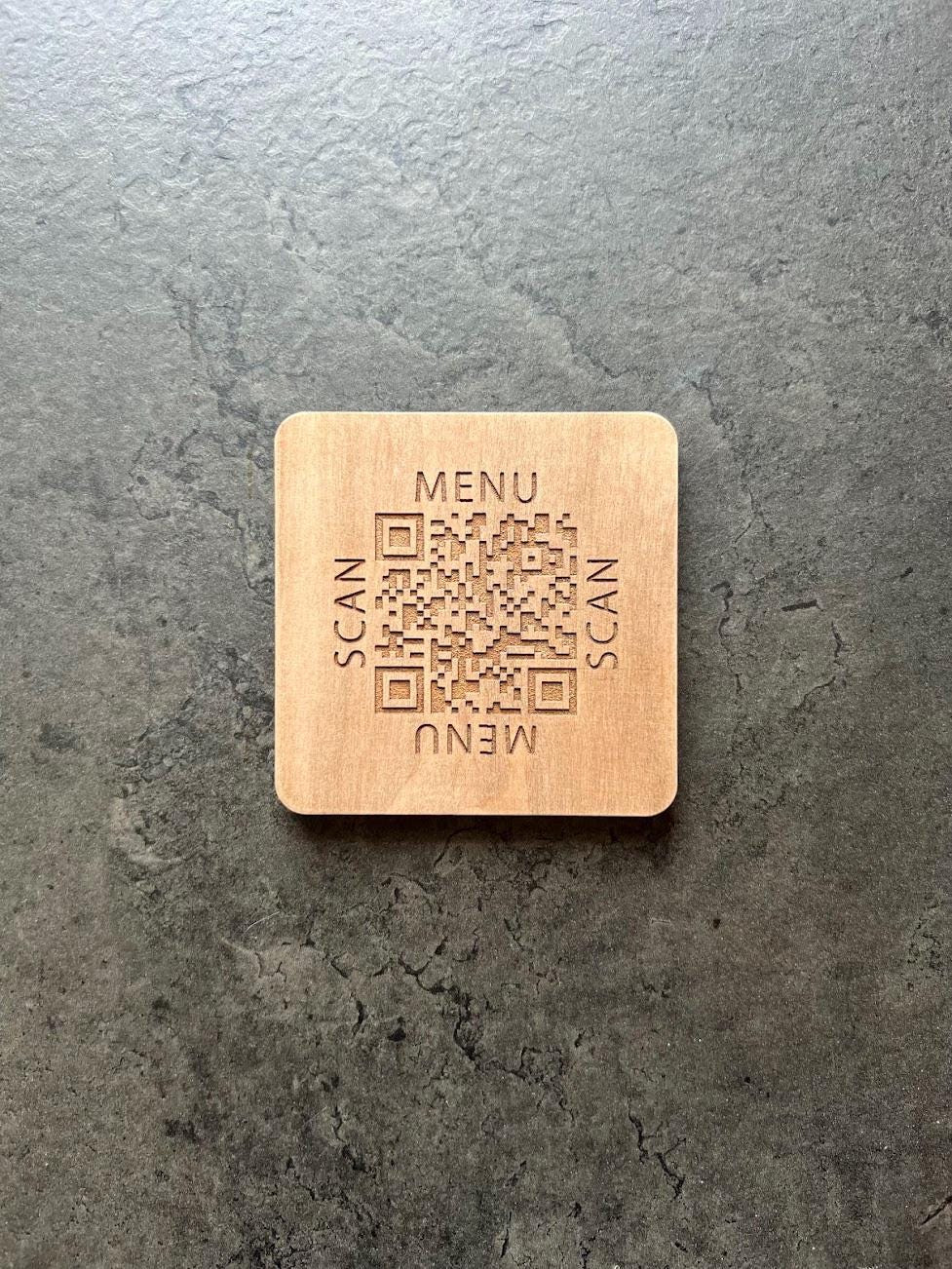 Custom Menu QR Code Sign | Wooden Business QR Display | Restaurant ...
