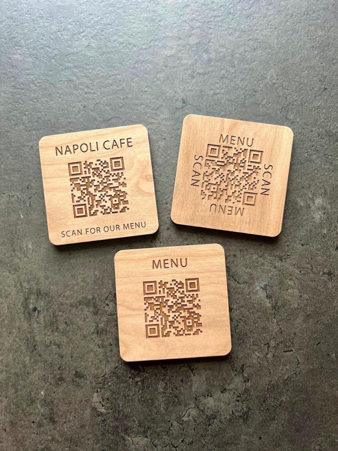 Custom Menu QR Code Sign | Wooden Business QR Display | Restaurant ...