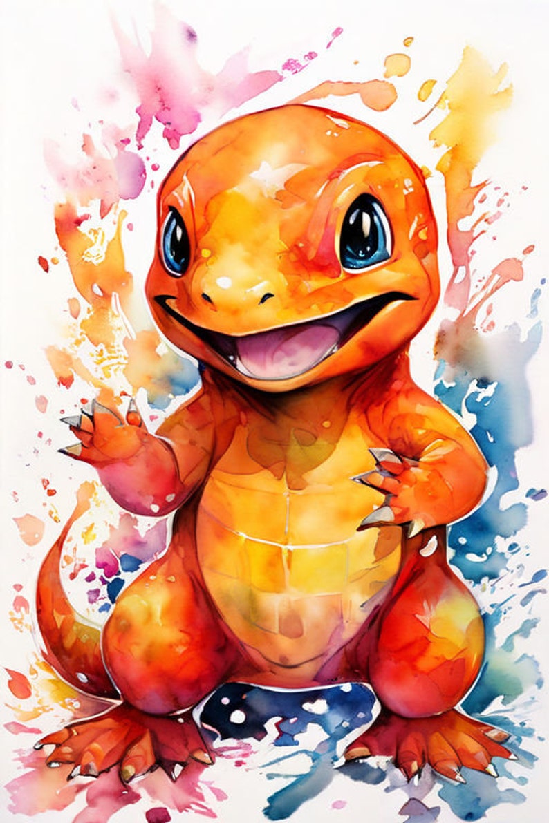 Set of 6 Digital Download Pokemon Prints Vibrant Character Art for ...
