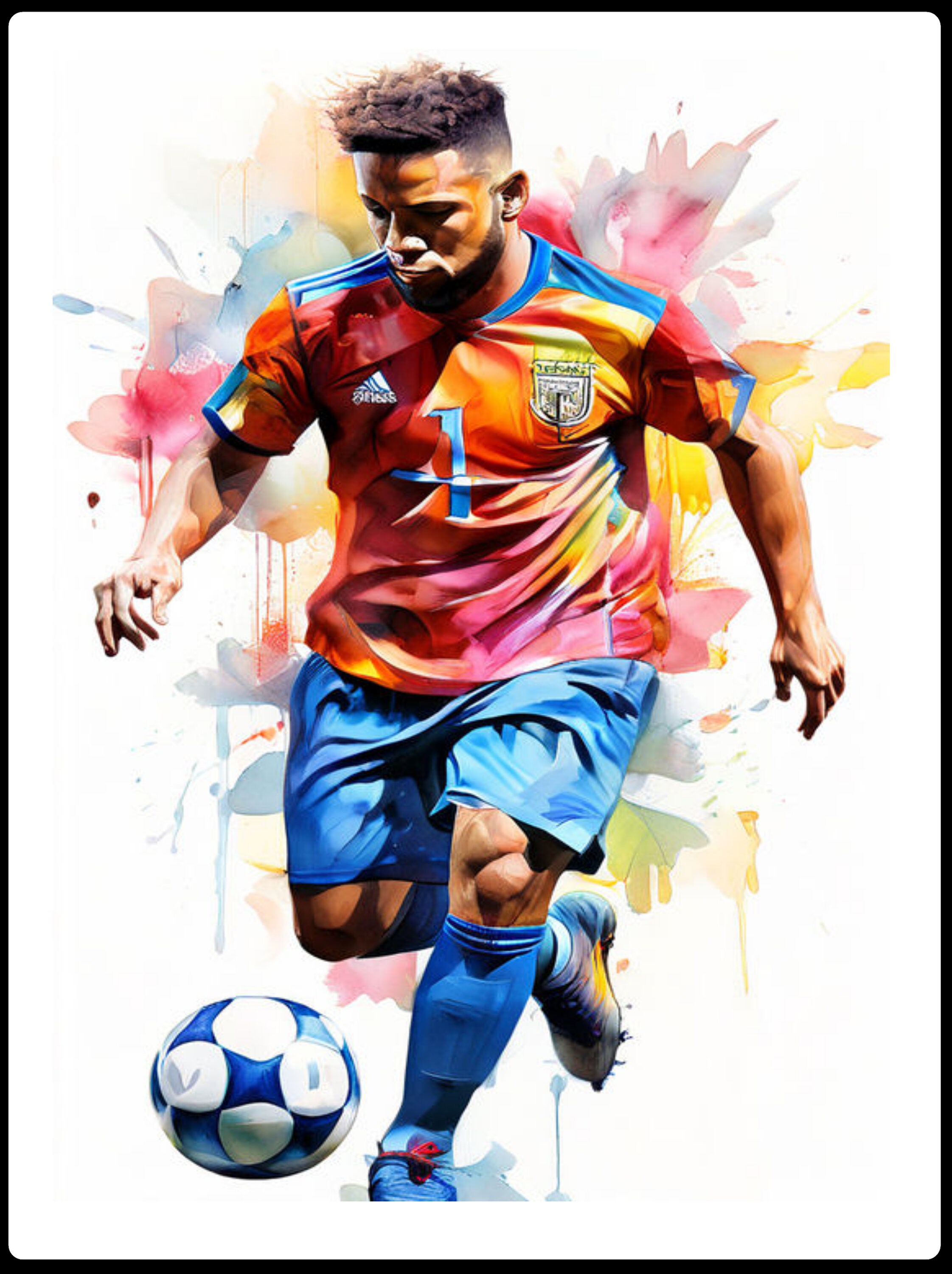 Set of 6 Colorful Sport Figures Watercolor Art Baseball, Hockey ...