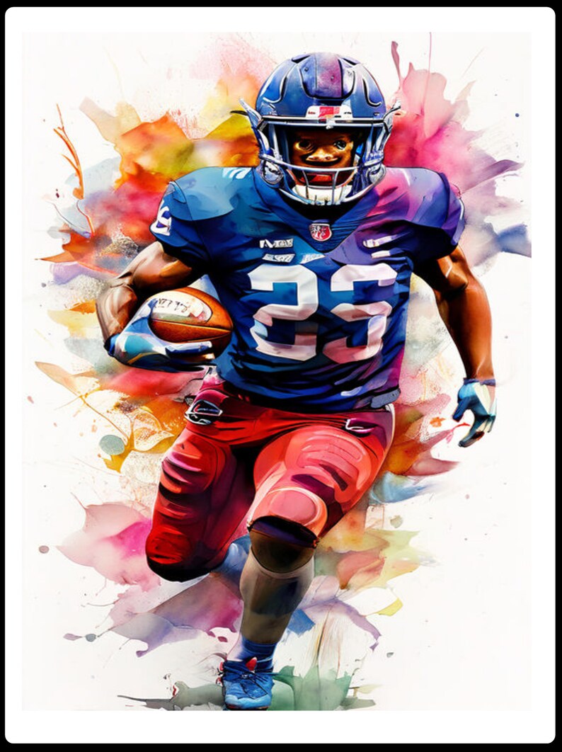 Set of 6 Colorful Sport Figures Watercolor Art Baseball, Hockey ...