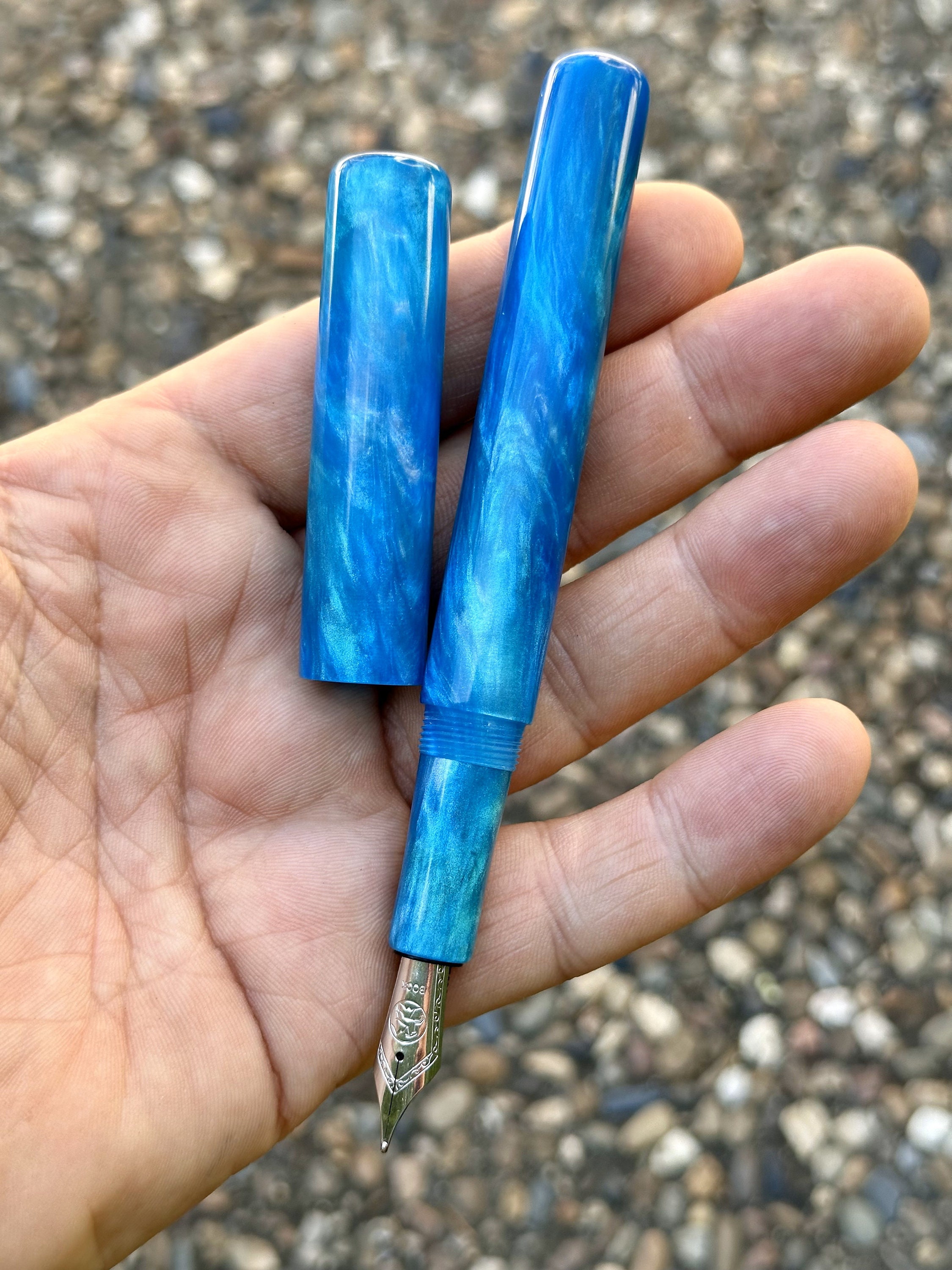 Glacial Water Bespoke Fountain Pen Kitless Fountain Pen Handmade Bock 6 ...