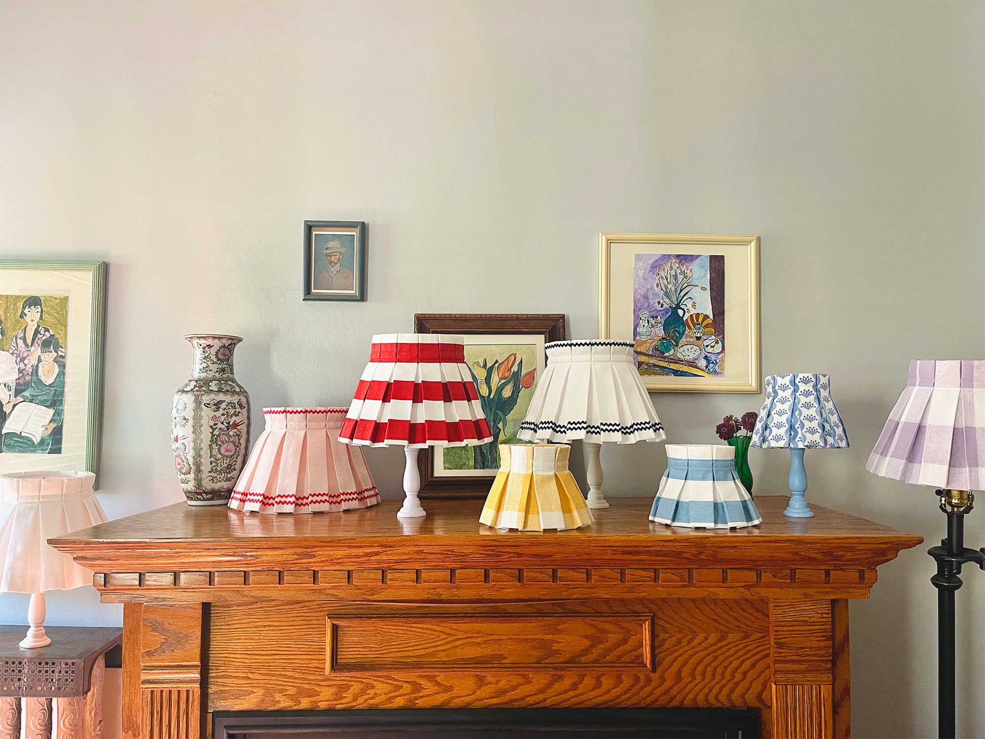 Box Pleat Red Stripe Lampshade 100% Cotton - Etsy