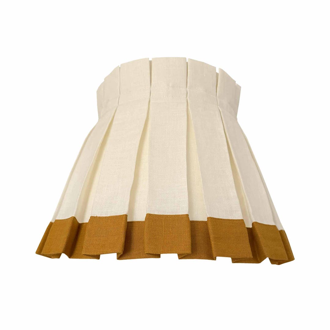 Box Pleat Colorblock Ivory & Mustard Lampshade | 100% Linen - Etsy