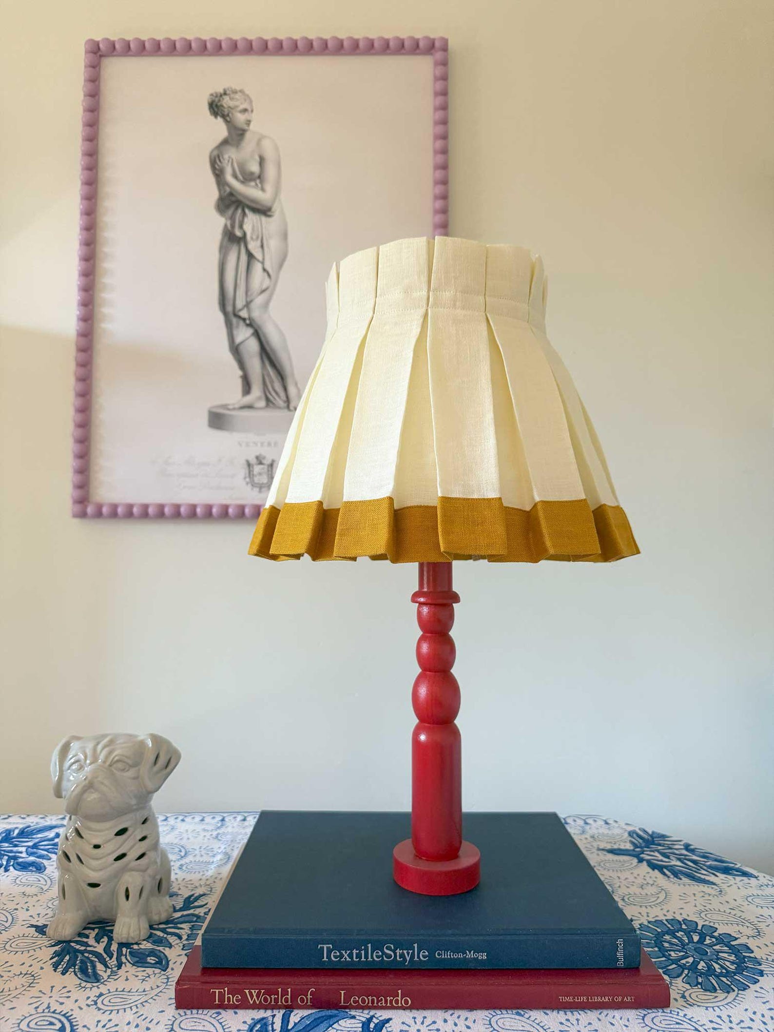 Box Pleat Colorblock Ivory & Mustard Lampshade | 100% Linen - Etsy