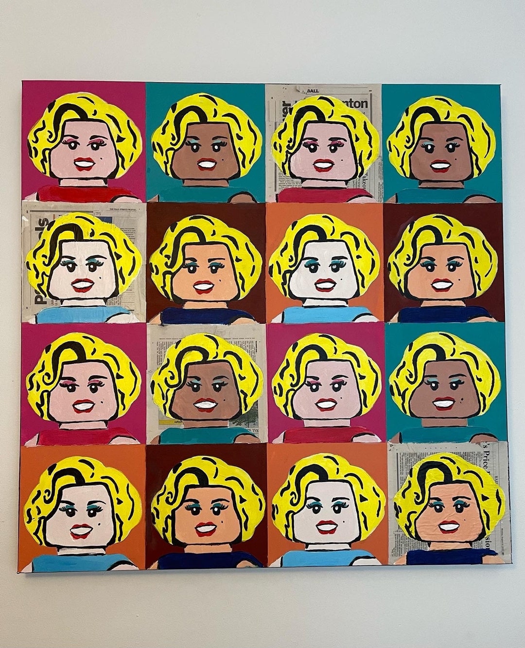 WALL ART Andy Warhol Inspired Lego Minifigure Marilyn Monroe Original ...