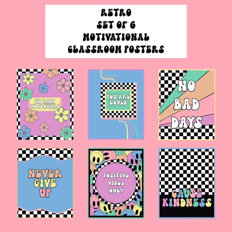 Retro Set of 6 Classroom Posters, Homeschool Printable, Elementary ...