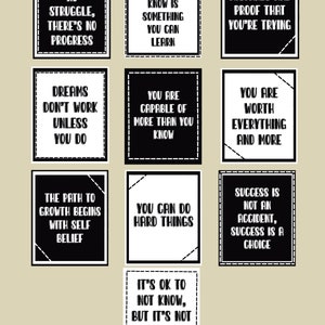 Black and White Growth Mindset Set of 10 Classroom Posters, Homeschool ...