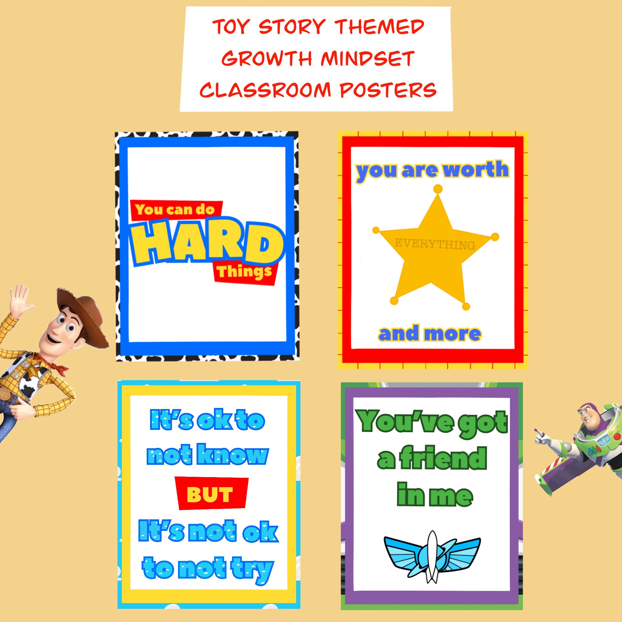Toy Story Growth Mindset Set of 4 Classroom Posters, Homeschool ...