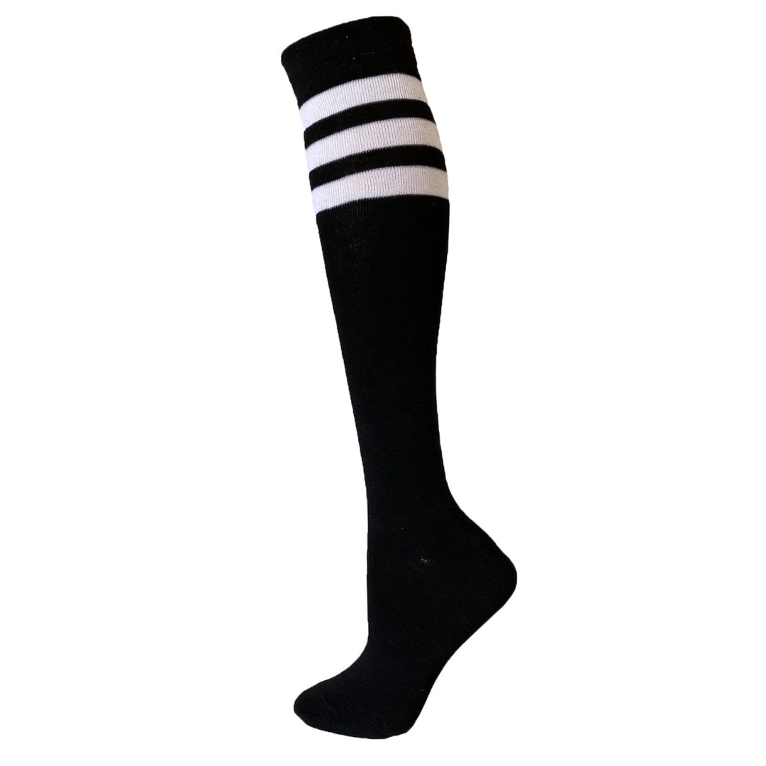 Womens 3 Stripes Tripe Stripes Casual Knee High Socks up to Knee ...