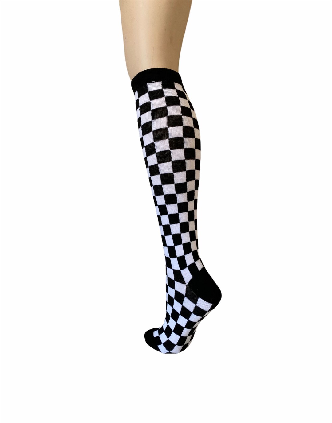 Women's Soft Checkerboard Socks Knee High Checkered Fashion Stockings ...