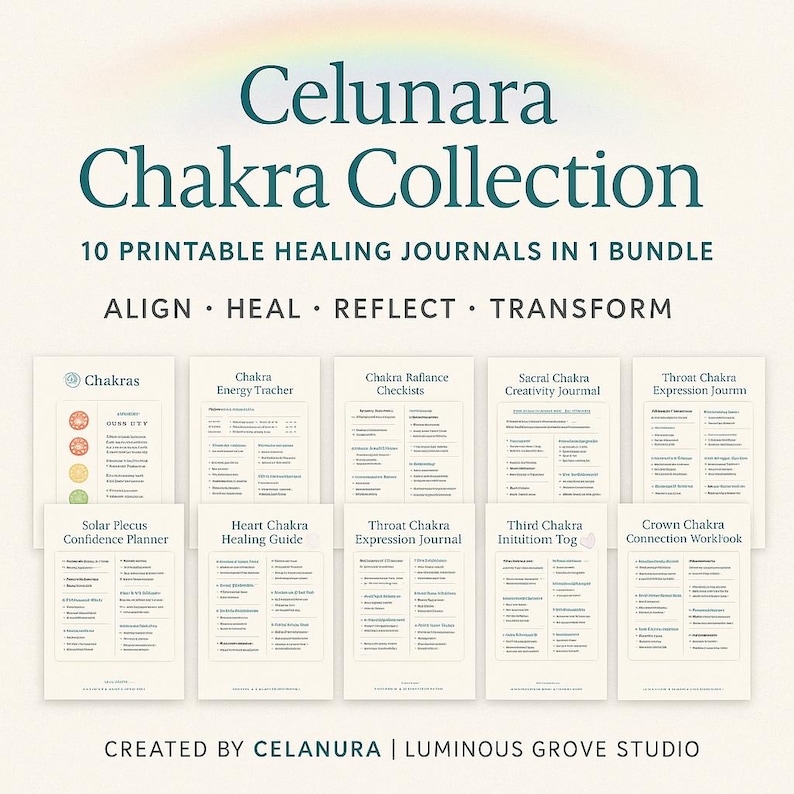 10 Chakra Healing Journals Printable Bundle – Celunara Chakra ...