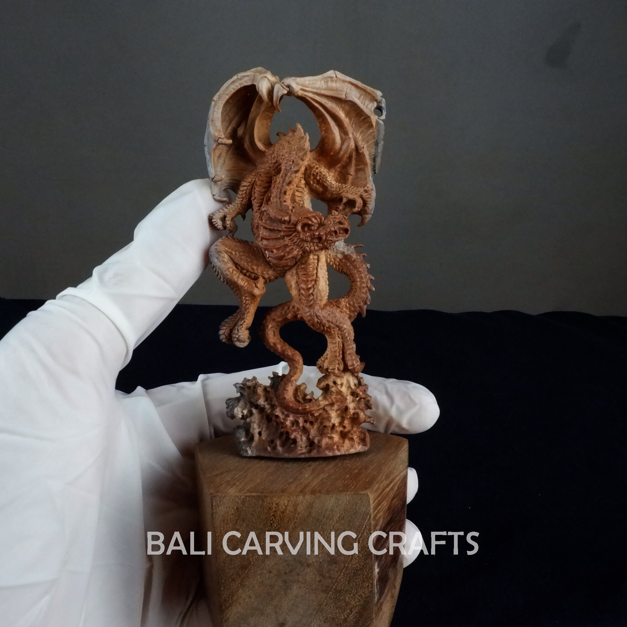 Carved Miniature European Dragon Figurine Mammoth, Carved European ...