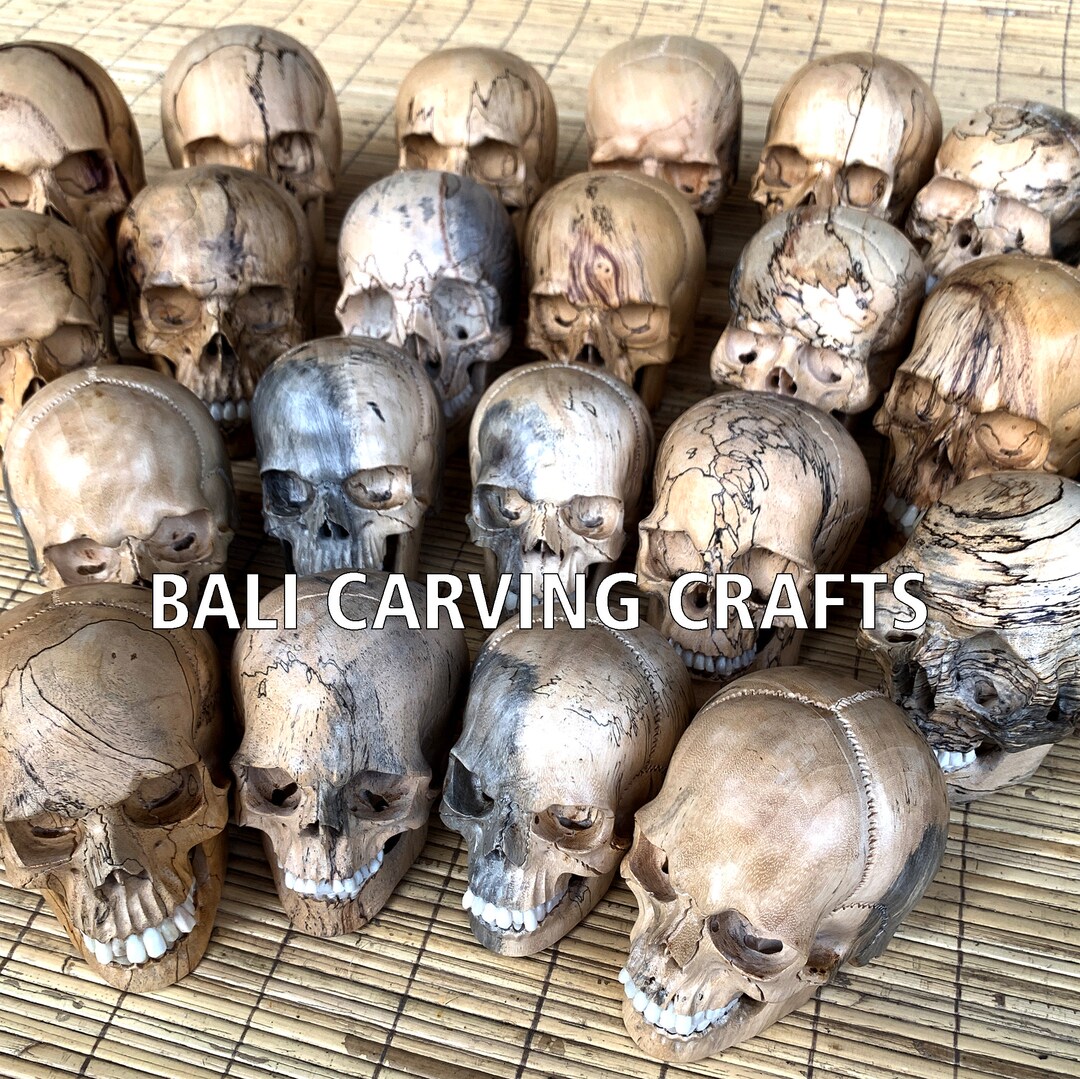 PRE ORDER 10 PIECES, Carved Human Skull Replica, Hand Carved Wooden ...