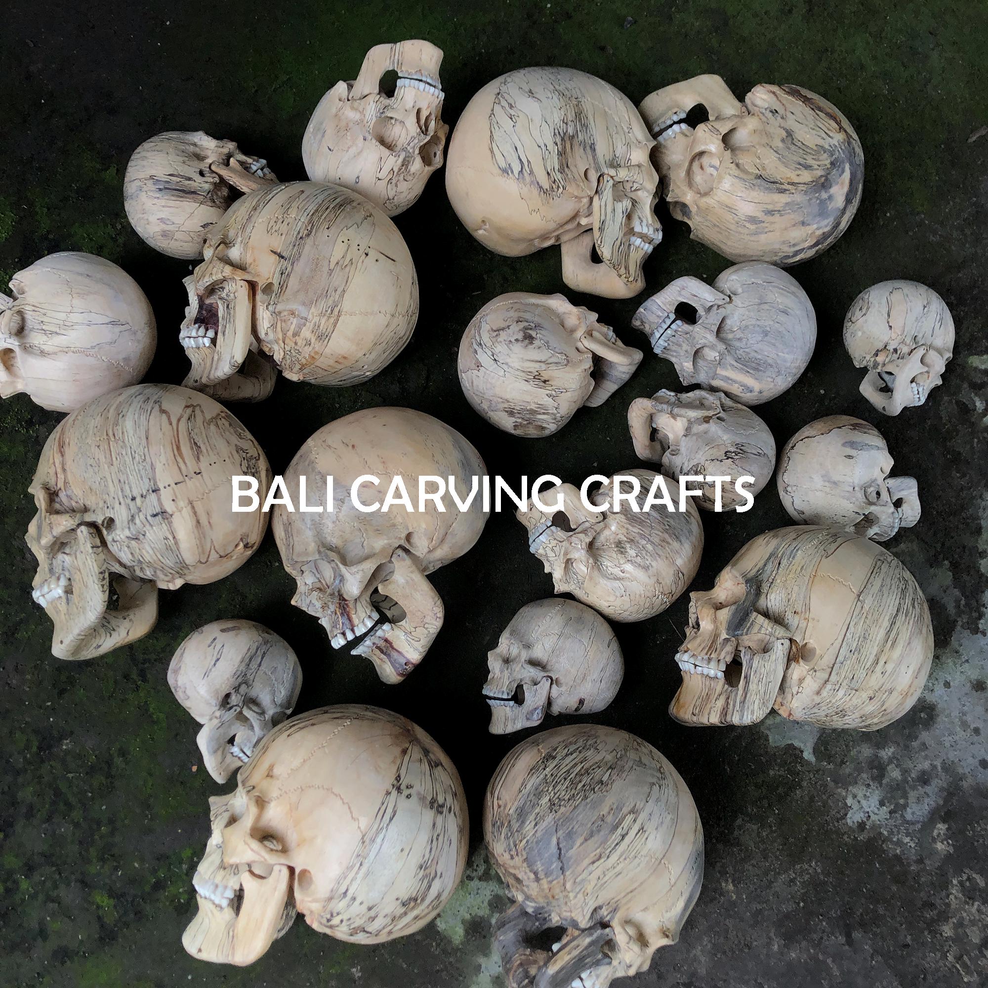 Hand Carved Wooden Human Skull Sculpture, Tamarind Wood Replica Human ...