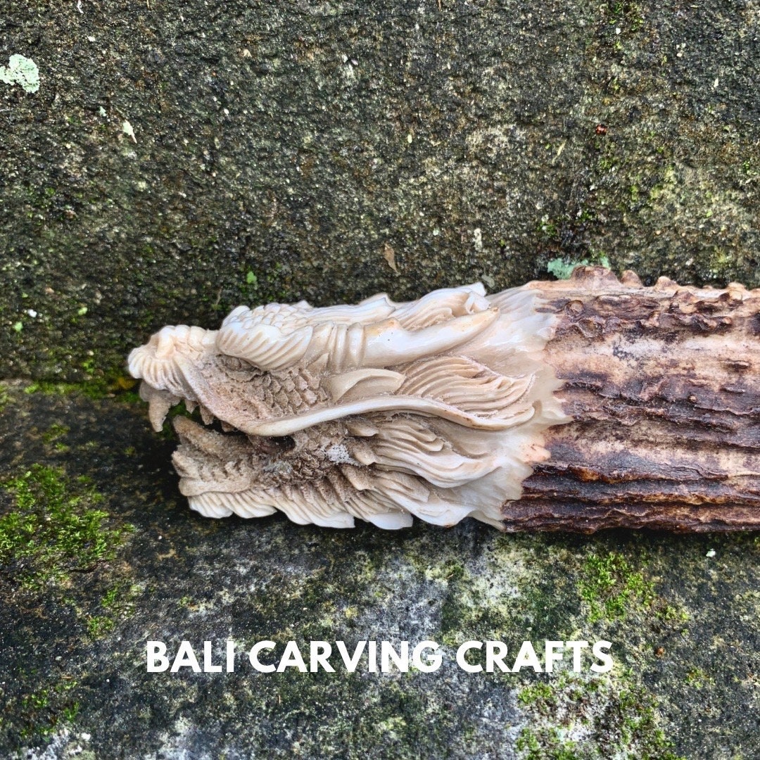 Carved Antler Art Dragon Knife Handle, Hand Carved Antler Knife Handle ...