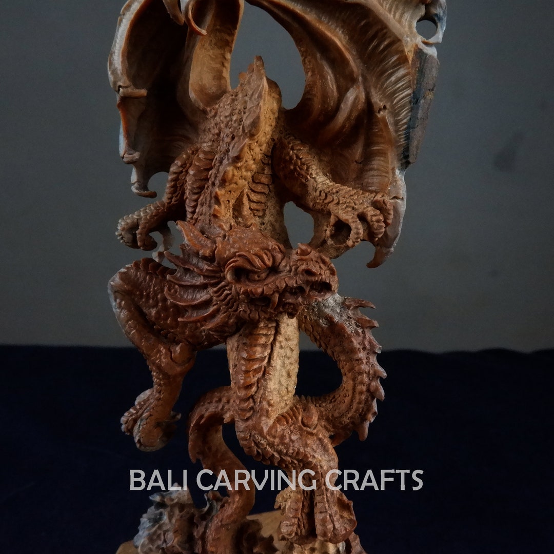 Carved Miniature European Dragon Figurine Mammoth, Carved European ...