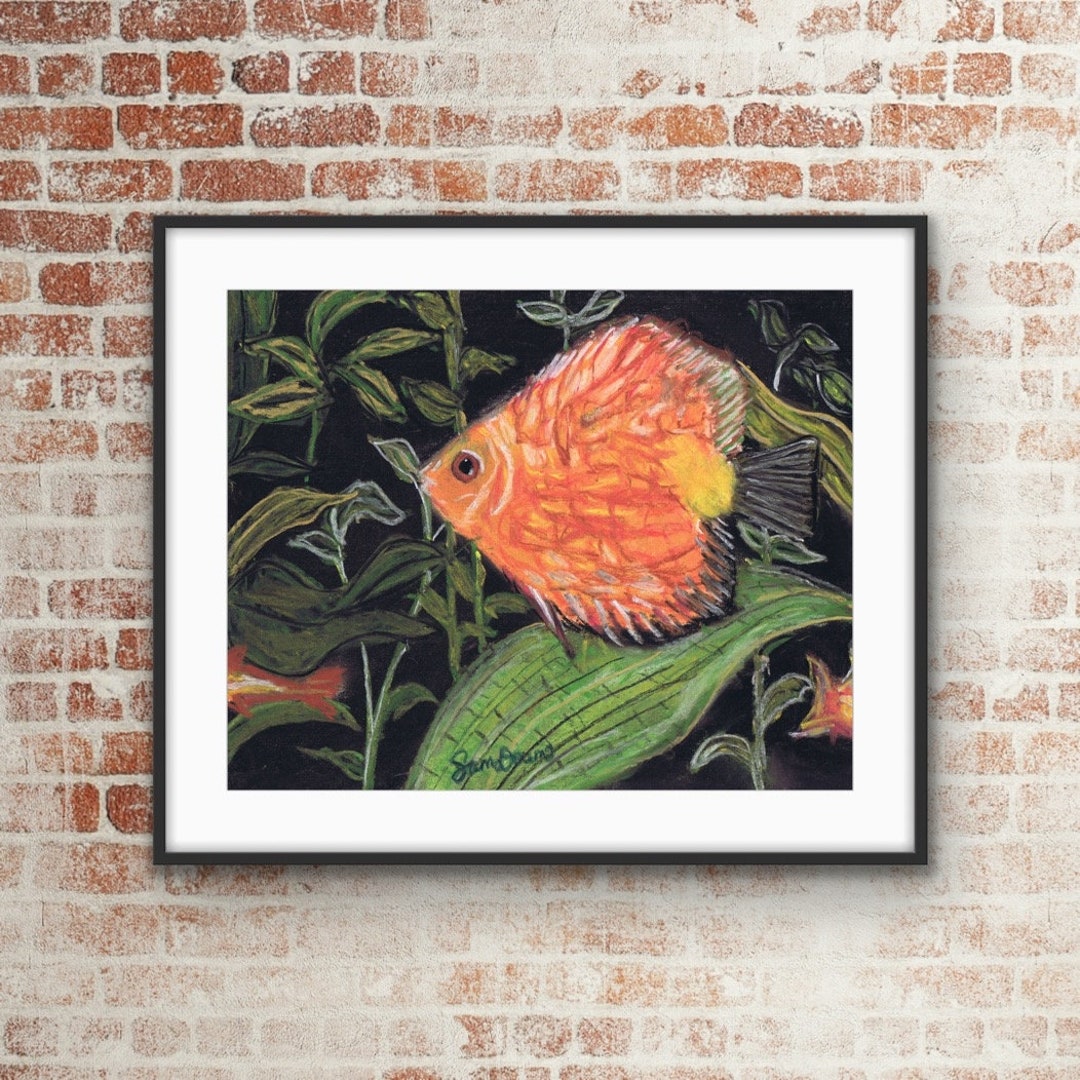 Goldfish Painting, Fish Original Art, Animal Pastel Painting ...