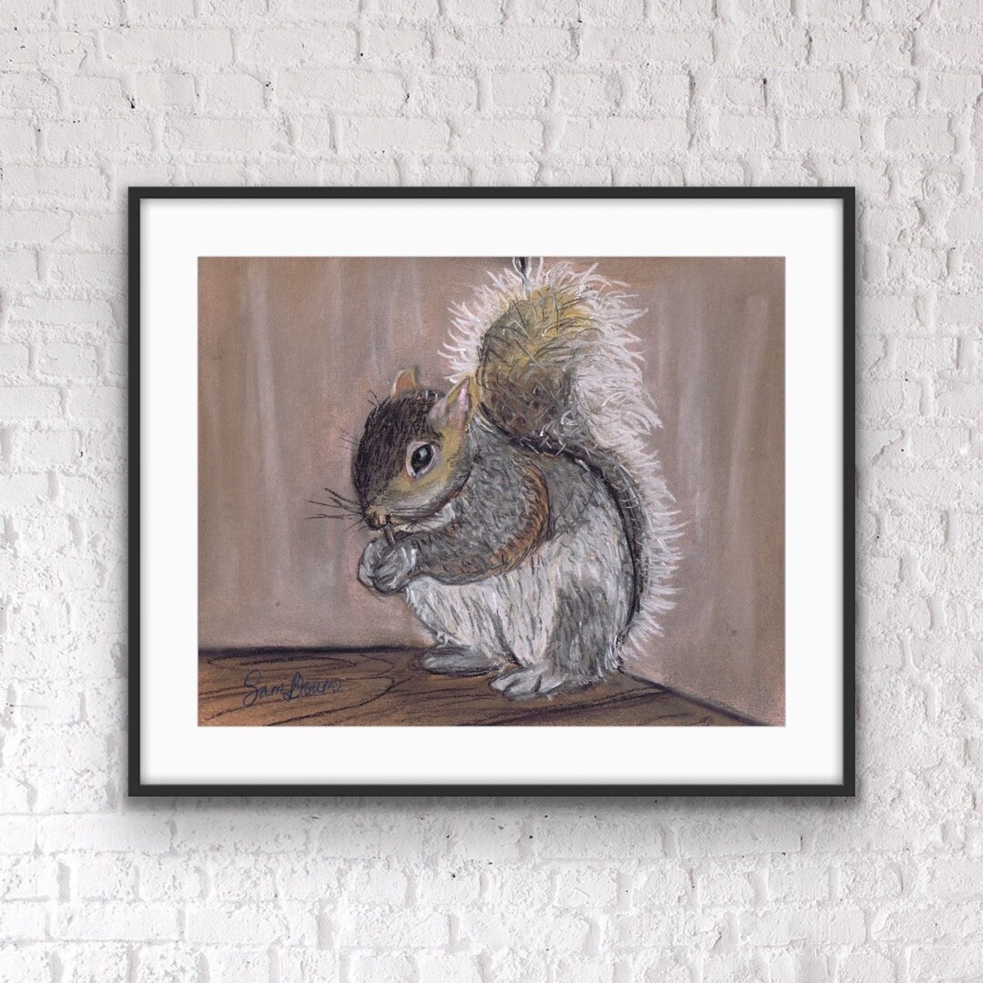 Squirrel Wall Art, Squirrel Gift, Cute Squirrel Print, Squirrel Art, Squirrel Painting, Squirrel ...