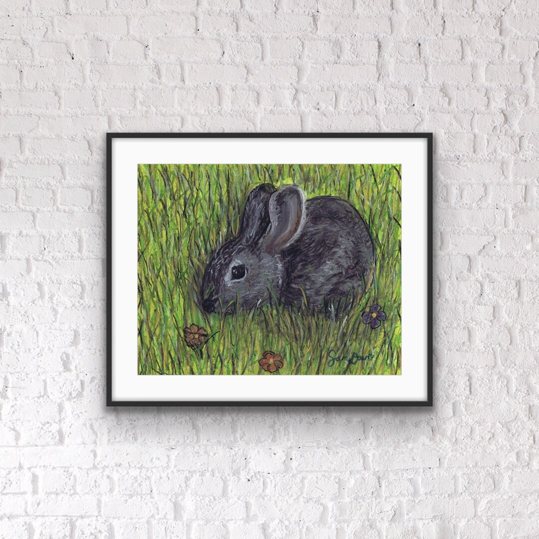 Rabbit Art Wall Decor, Easter Wall Art, Cute Bunny Print, Farmhouse ...