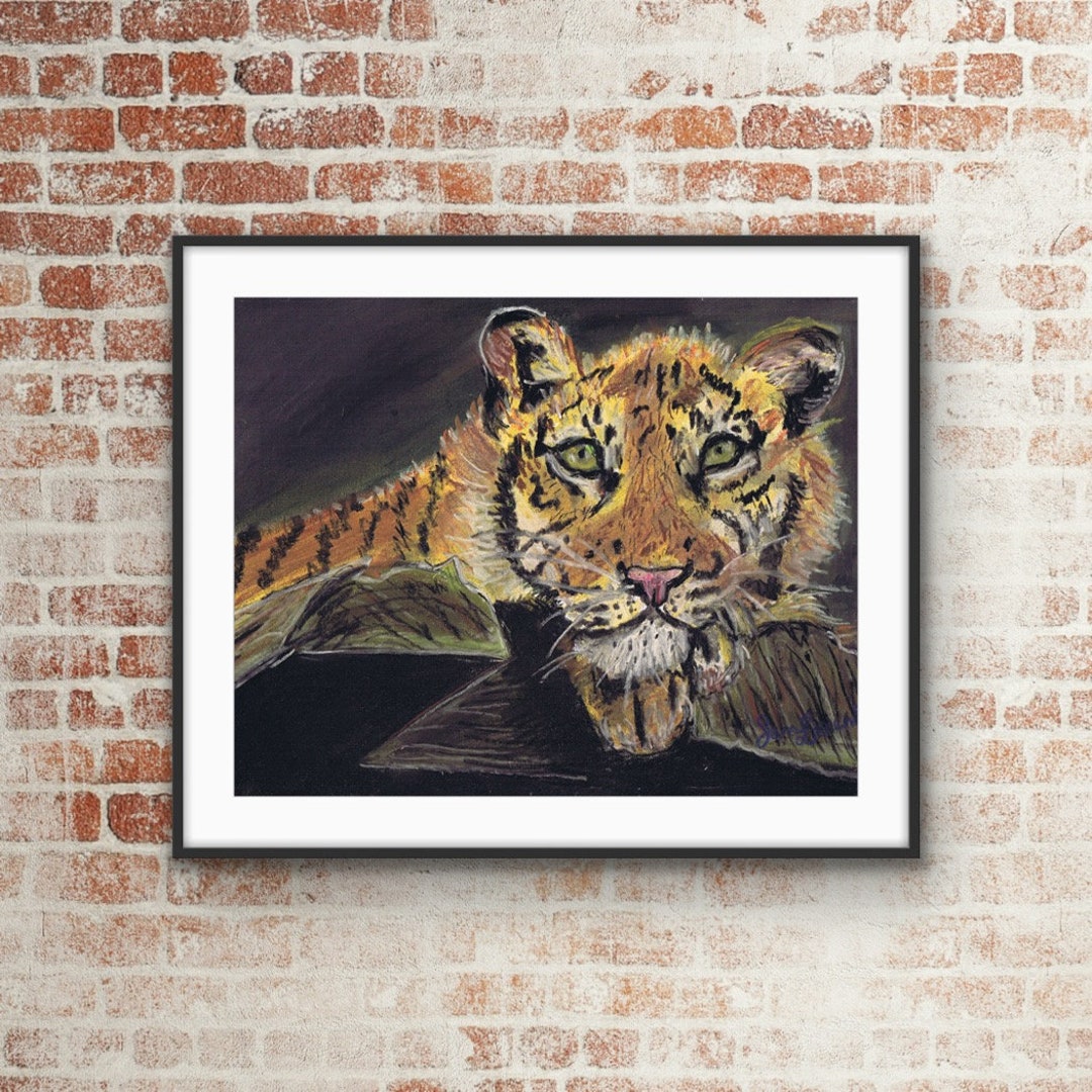 Pastel Tiger Art Print, Wild Animal Painting, Home Decor - Etsy