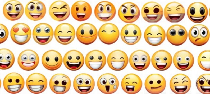 Emoji Smile SVG Emoticon Clip Art Set Digital Illustration Vector ...