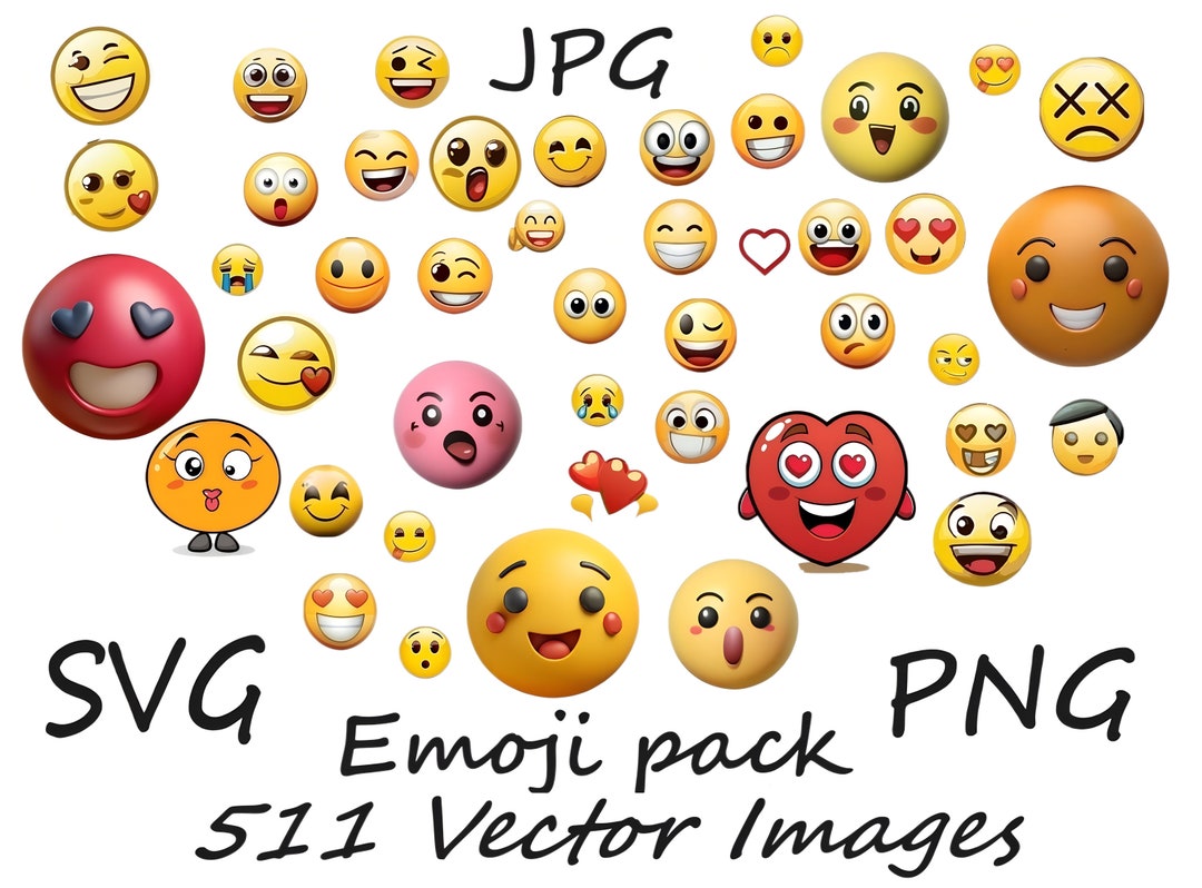 Emoji Smile SVG Emoticon Clip Art Set Digital Illustration Vector ...