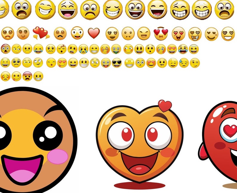Emoji Smile SVG Emoticon Clip Art Set Digital Illustration Vector ...