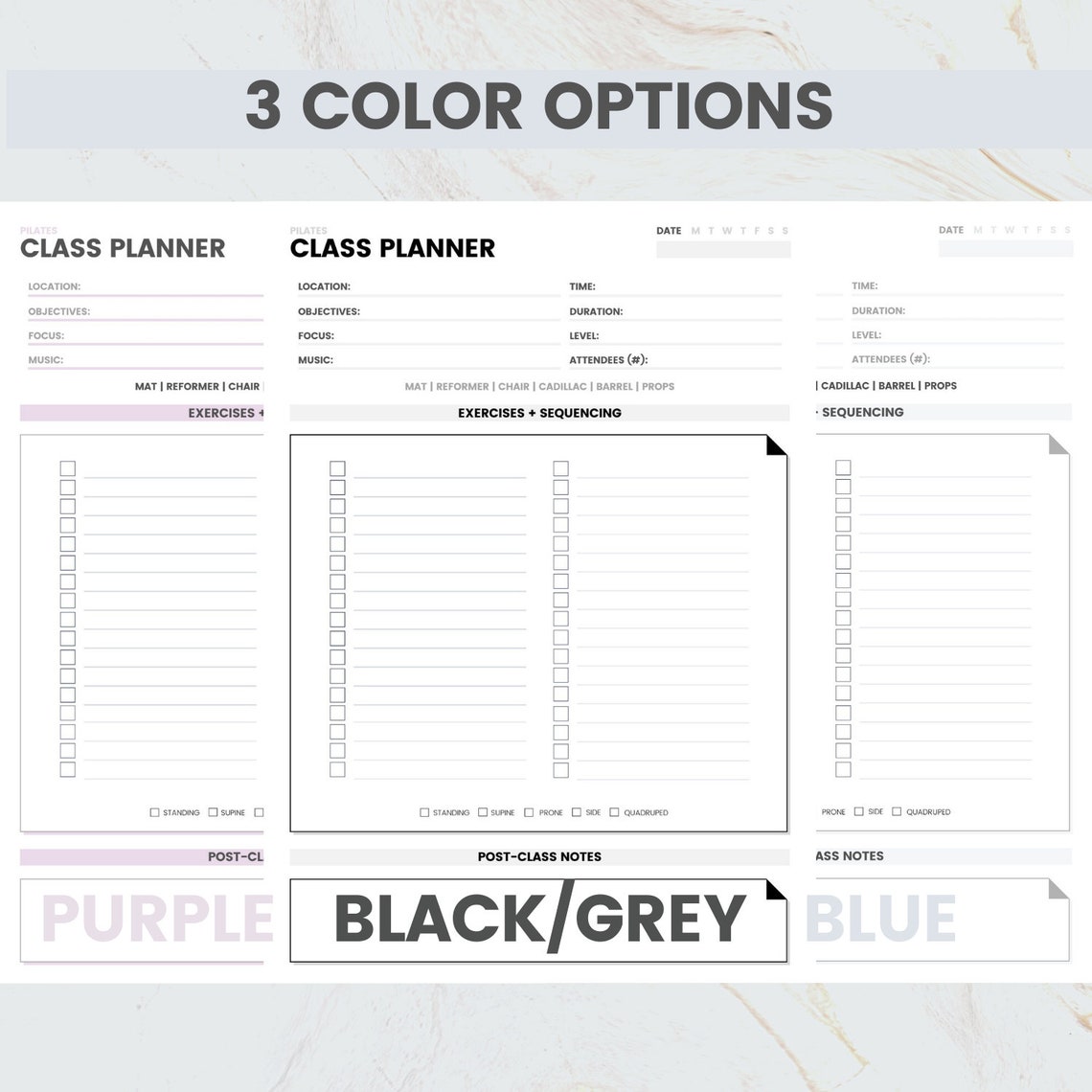 Pilates Class Planner Template Printable Journal Notes & | Etsy