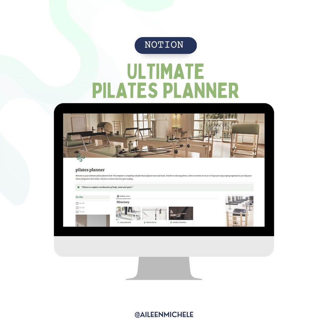 Notion Pilates Planner Template: Reformer Class, Client Progress ...
