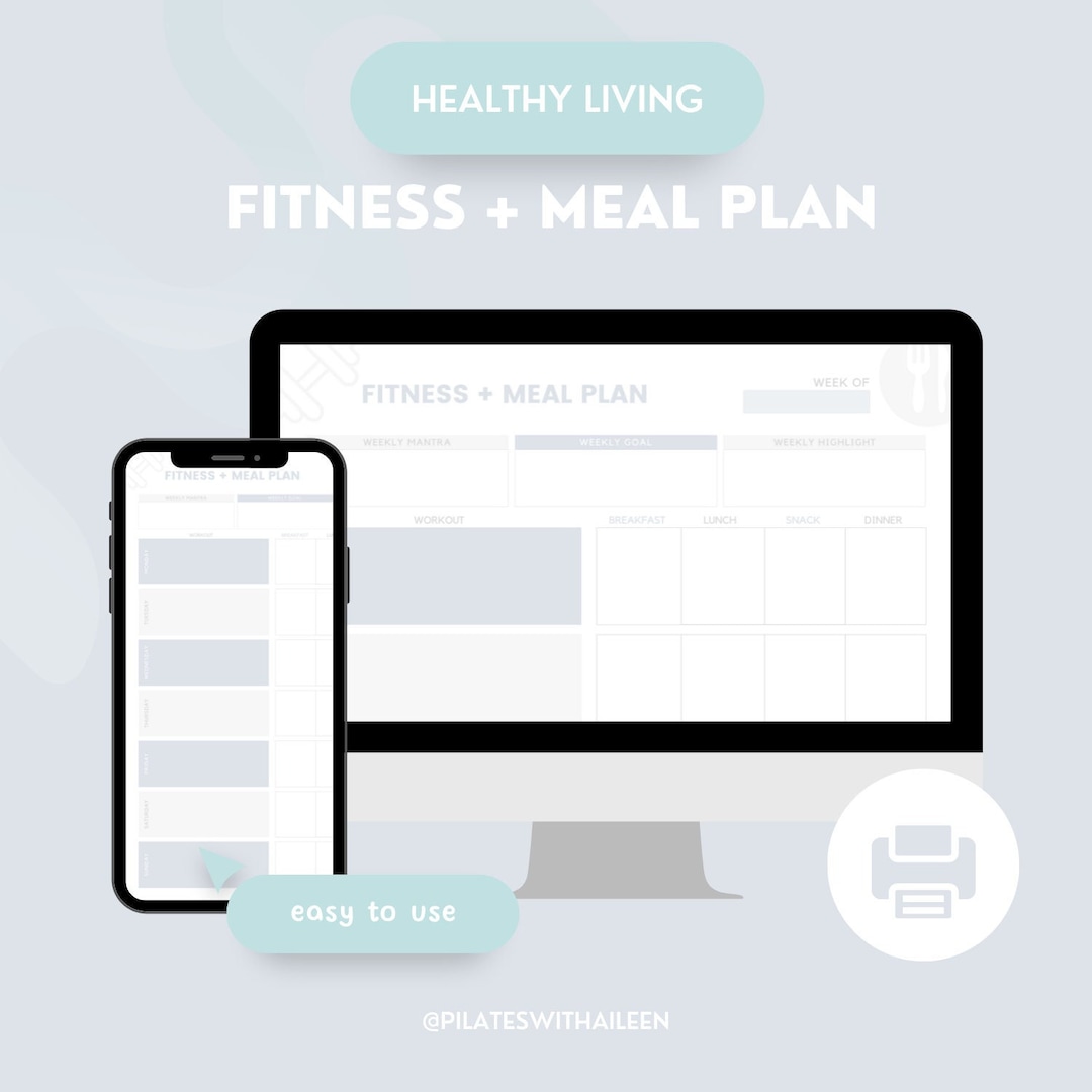 Weekly Fitness + Meal Planner | Printable & Digital Planner for ...