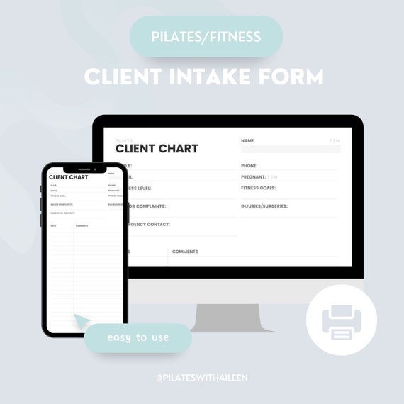 Pilates & Fitness Minimalistic Client Intake Form Chart | Etsy
