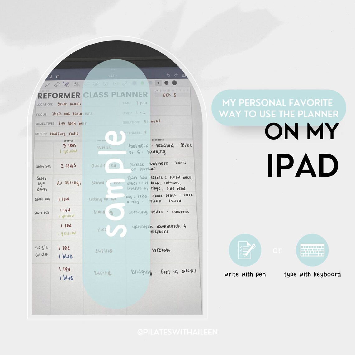 Reformer Pilates Class Planner Template | Printable Journal Notes ...