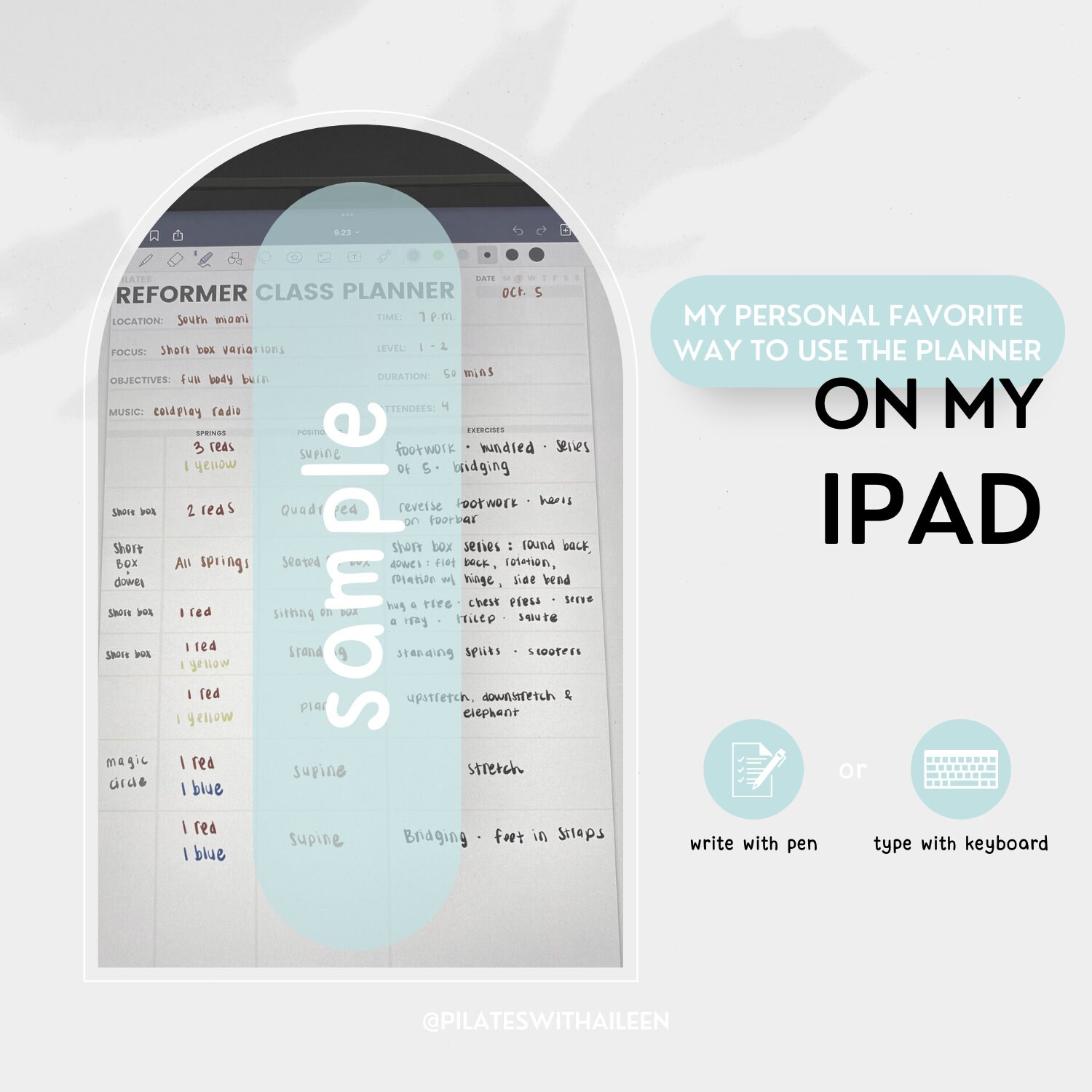 Reformer Pilates Class Planner Template | Printable Journal Notes ...