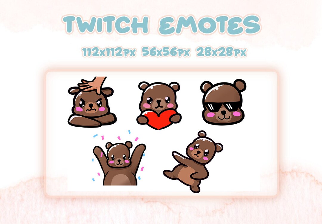 5x Teddy Bear Twitch Emotes Chibi Sticker for Streaming - Etsy