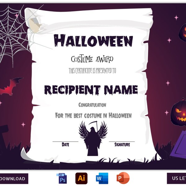 Costume Winner Certificate - Etsy