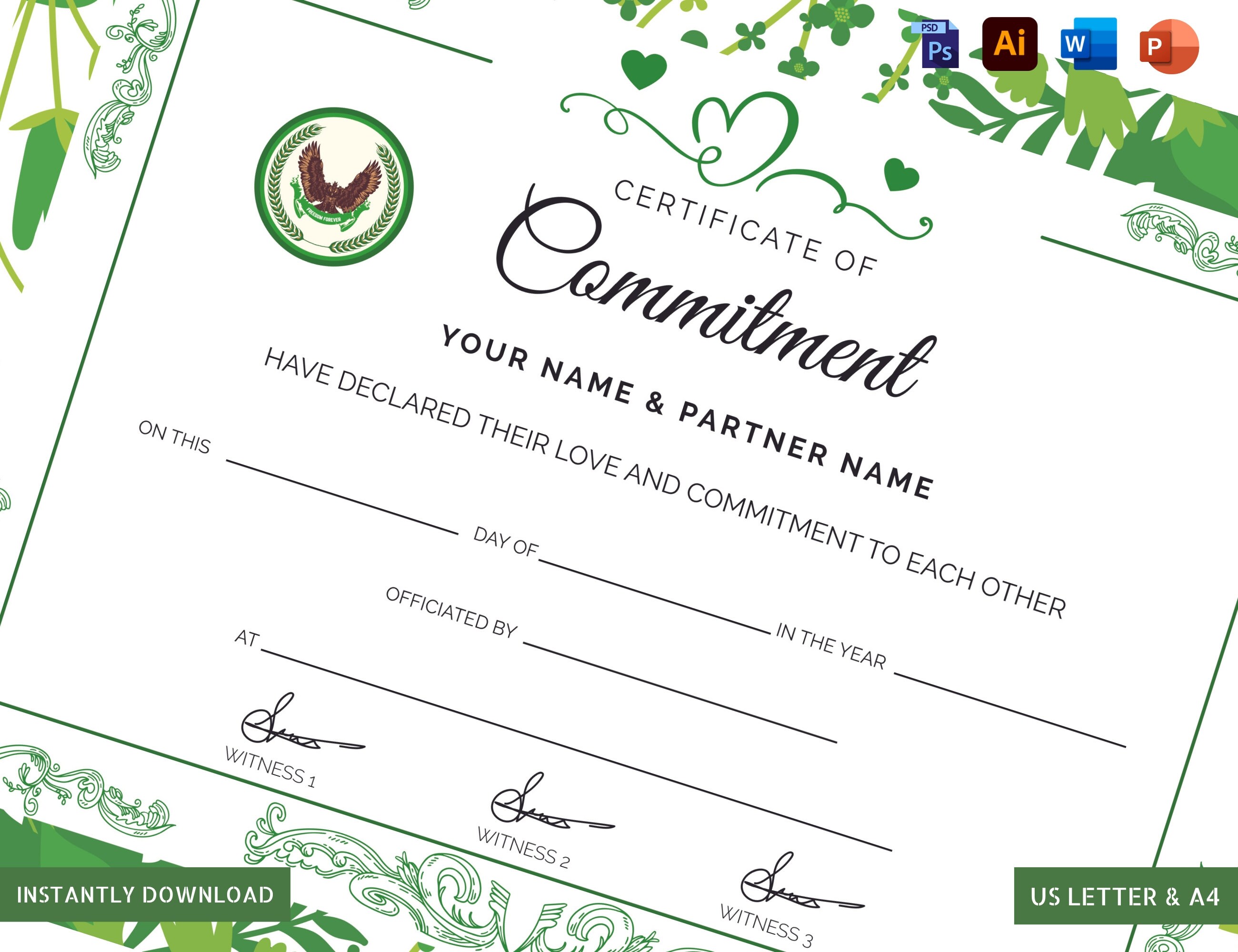 Editable Commitment Ceremony Certificate Certificate of - Etsy