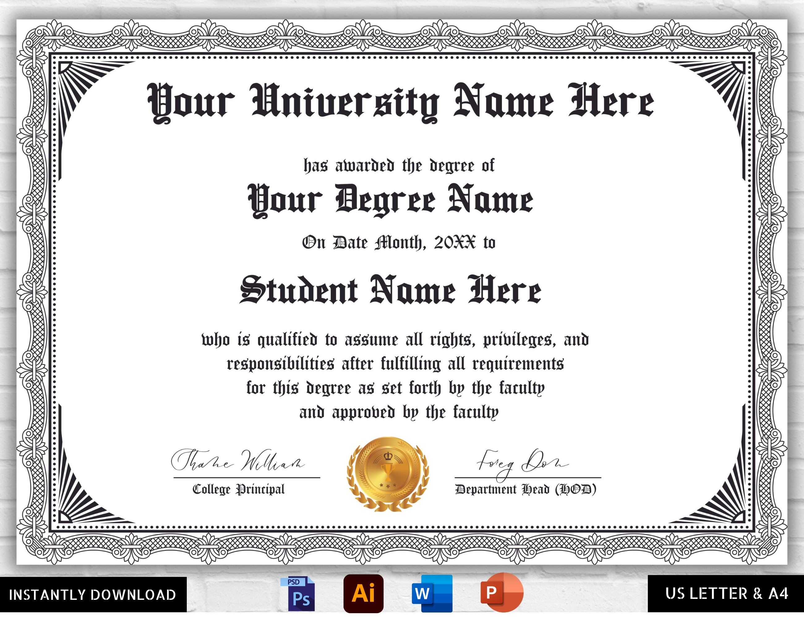 Blank College Diploma