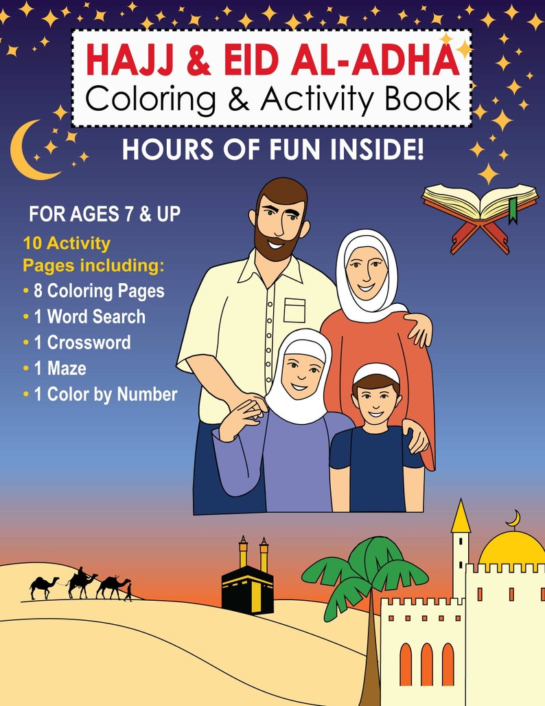 Islamic Coloring and Activity Set Printable Hajj & EID Gift Muslim 12 ...