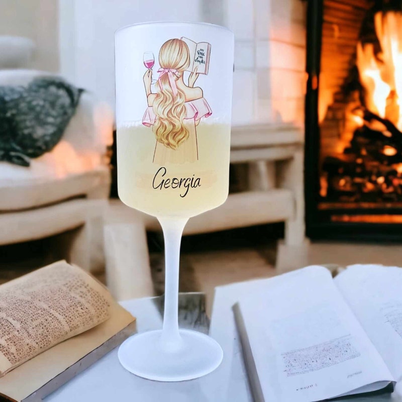 Pink Frosted Wine Glass - Etsy