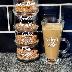 Personalised Flavoured Coffee Station | Space Saving Stacked Glass Jars ...