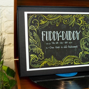 Chalk Art, Fun Words, Gold Silent Film Design, Fuddy Duddy, Chalkboard ...
